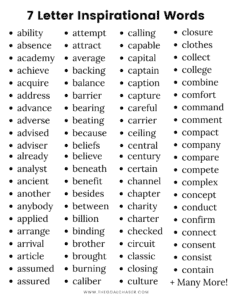 7 Letter Inspirational Words - The Goal Chaser