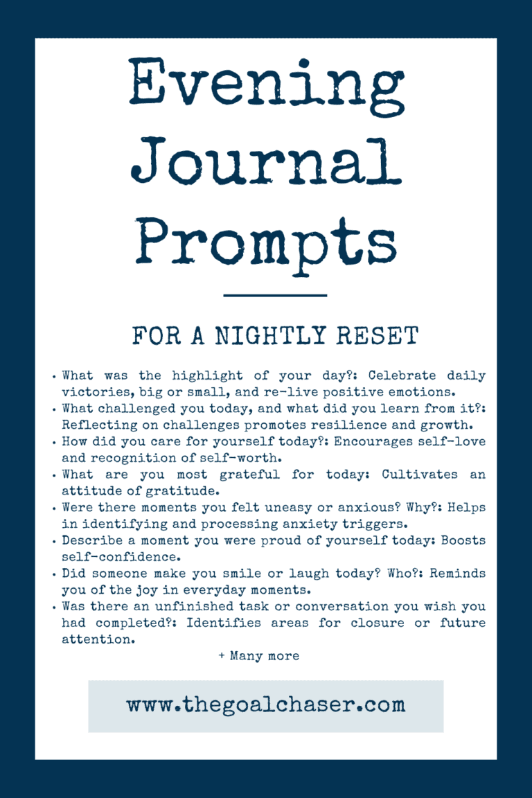 Evening Journal Prompts - For A Nightly Reset - The Goal Chaser