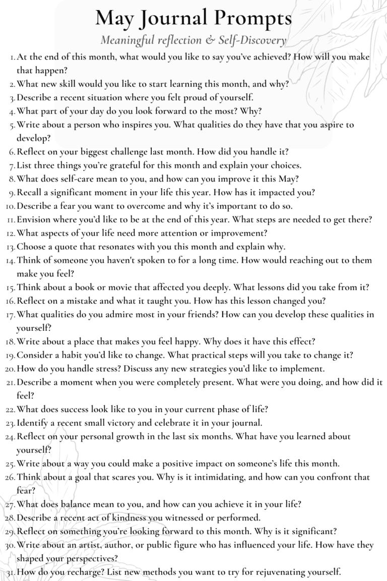 May Journal Prompts – 31 Daily Prompts - The Goal Chaser