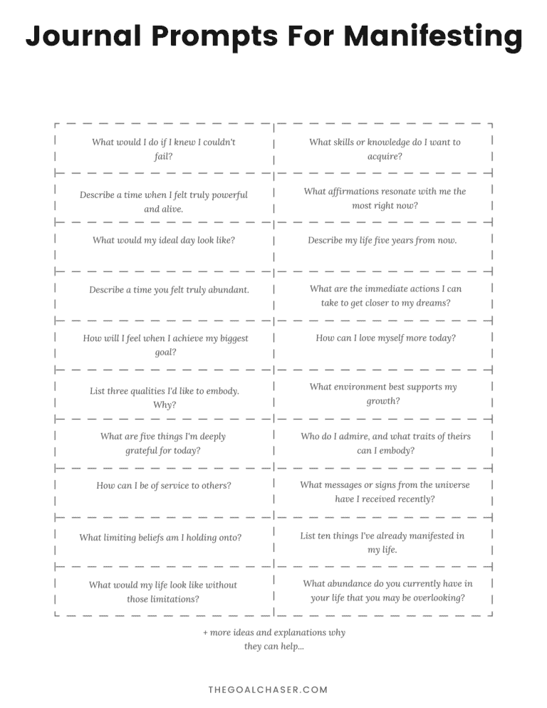 60 Journal Prompts For Manifesting (+What They Reveal) - The Goal Chaser