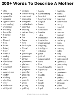 200+ Words To Describe A Mother - Adjectives For Mothers