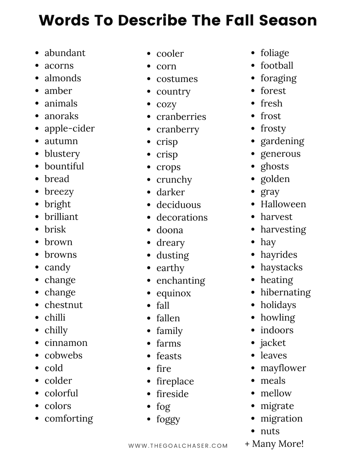 150 Words To Describe Autumn Fall The Goal Chaser 150 Words To Describe Autumn Fall The Goal Chaser